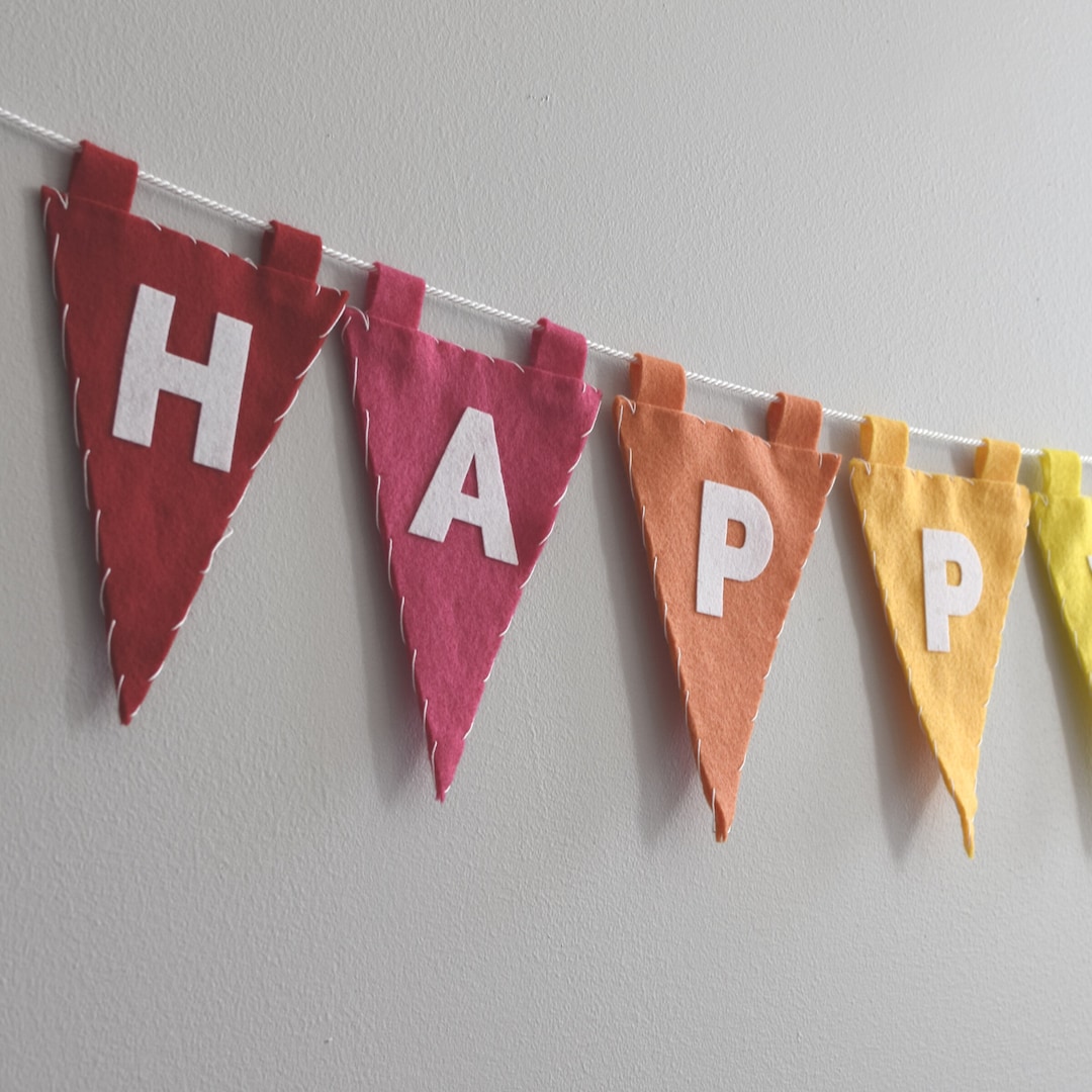 Happy Birthday Felt Banner Reusable Felt Banner 1st Birthday - Etsy