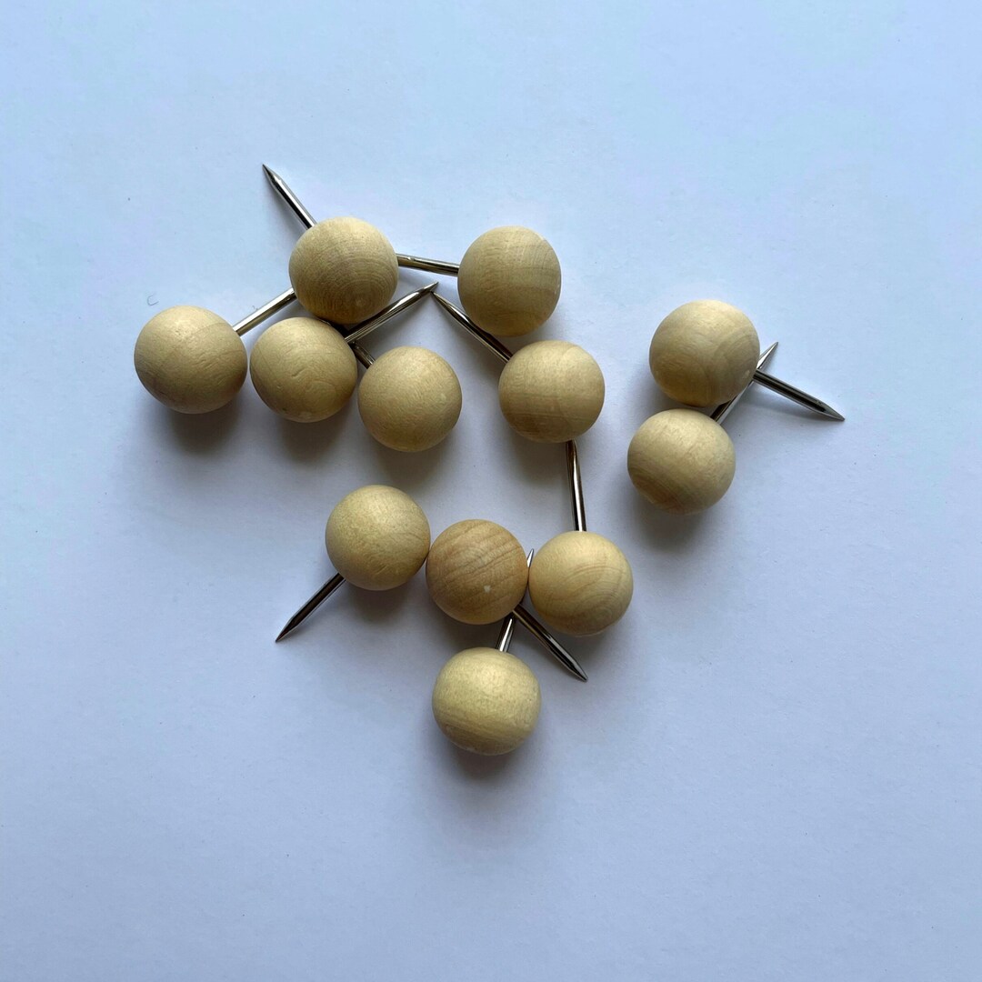 Round Wooden Push Pins - Etsy