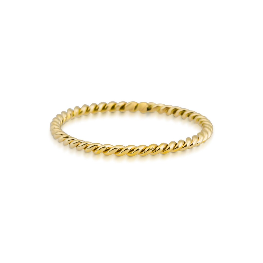 Twist Ring - 14k Solid Gold Twisted Rope Wedding Band - Twist Stacking ...