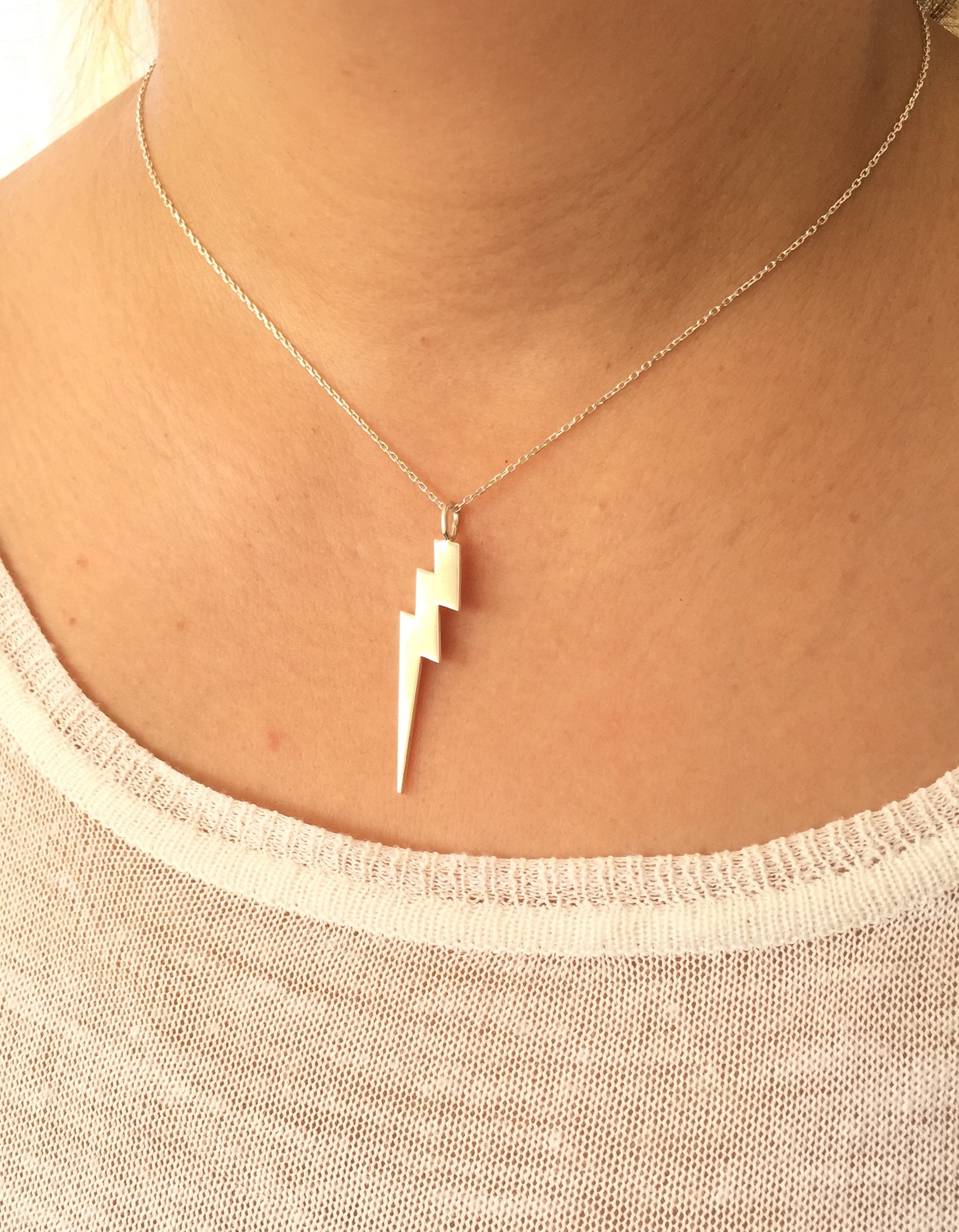 Lightning Necklace, Silver Lightning Bolt - Etsy