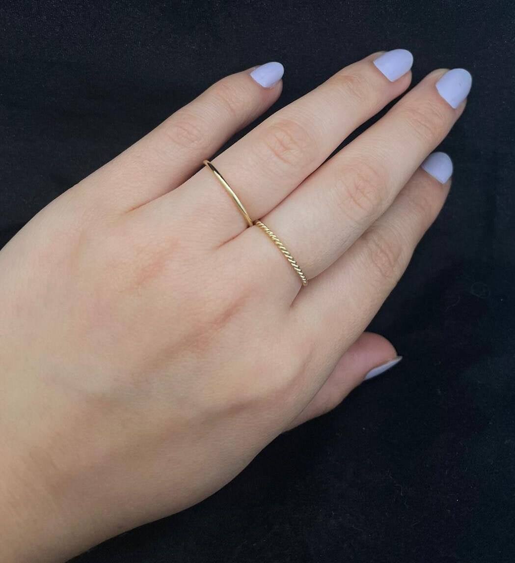 Twist Ring 14k Solid Gold Twisted Rope Wedding Band Twist - Etsy