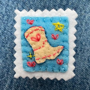 Hand Embroidered Felt Postage Stamp Pins - Etsy