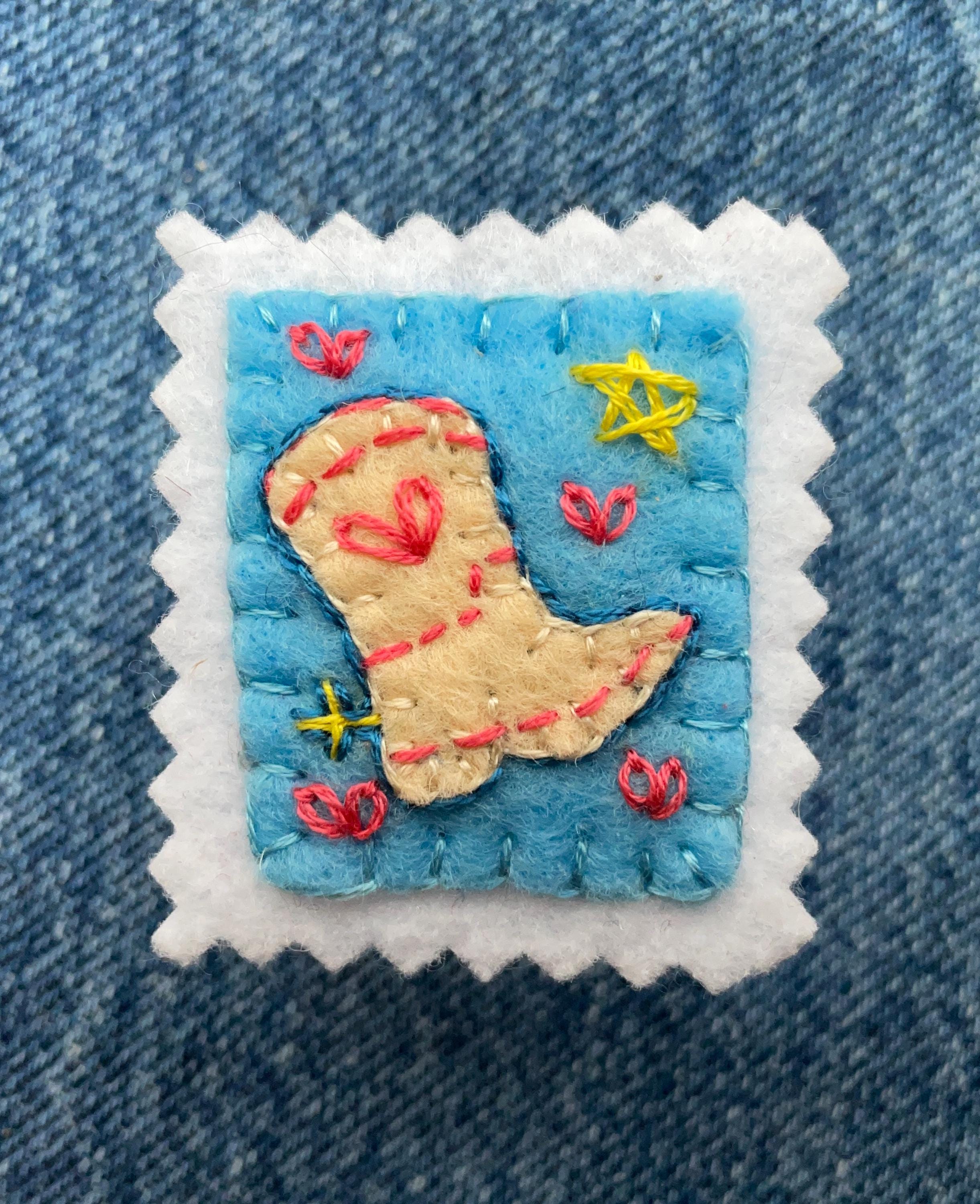 Hand Embroidered Felt Postage Stamp Pins - Etsy