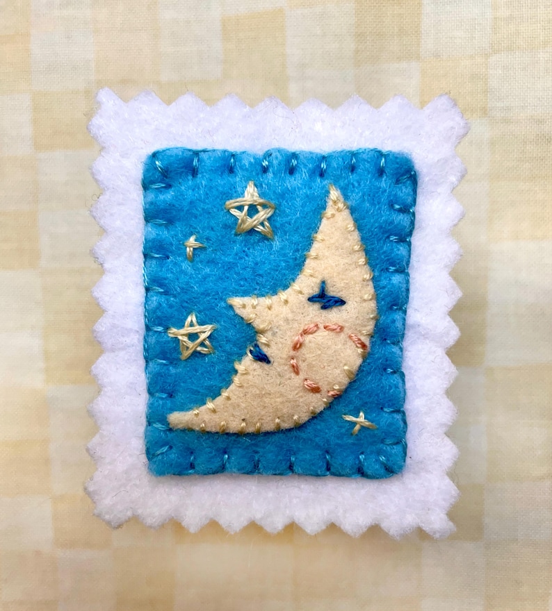 Hand Embroidered Felt Postage Stamp Pins - Etsy