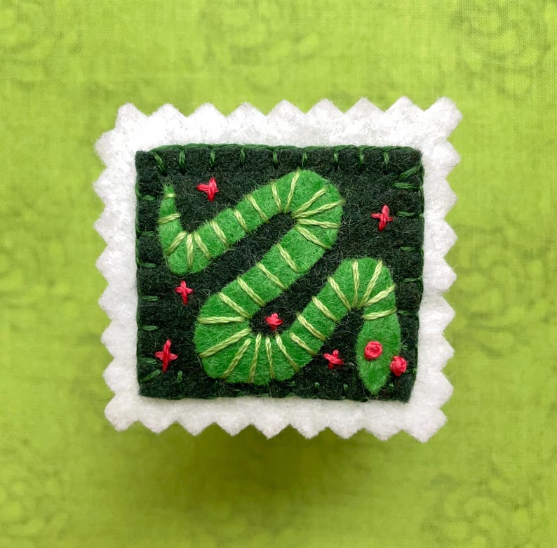 Hand Embroidered Felt Postage Stamp Pins - Etsy