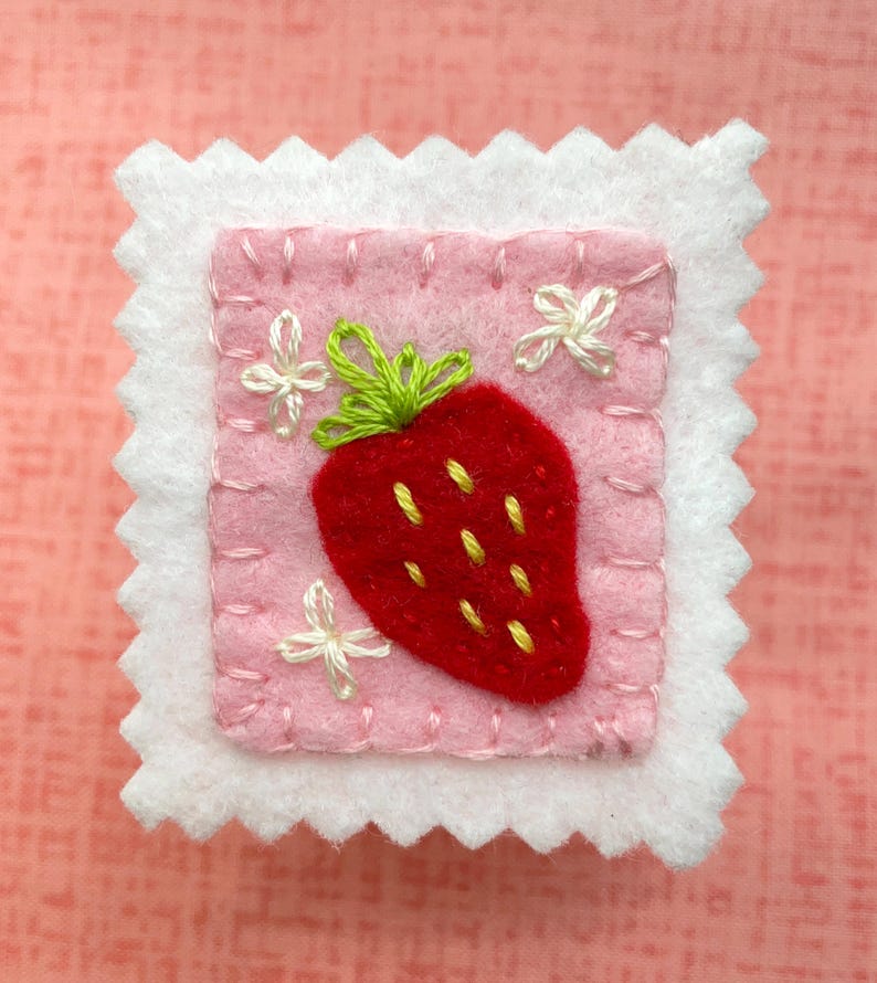 Hand Embroidered Felt Postage Stamp Pins - Etsy