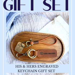 Engraved Keychain Set for Couple Farm and Ranch Gift Leather Keychain ...