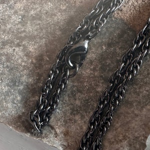 Gunmetal Rope Chain for Men Minimalist Black Jewelry Steel Substantial ...