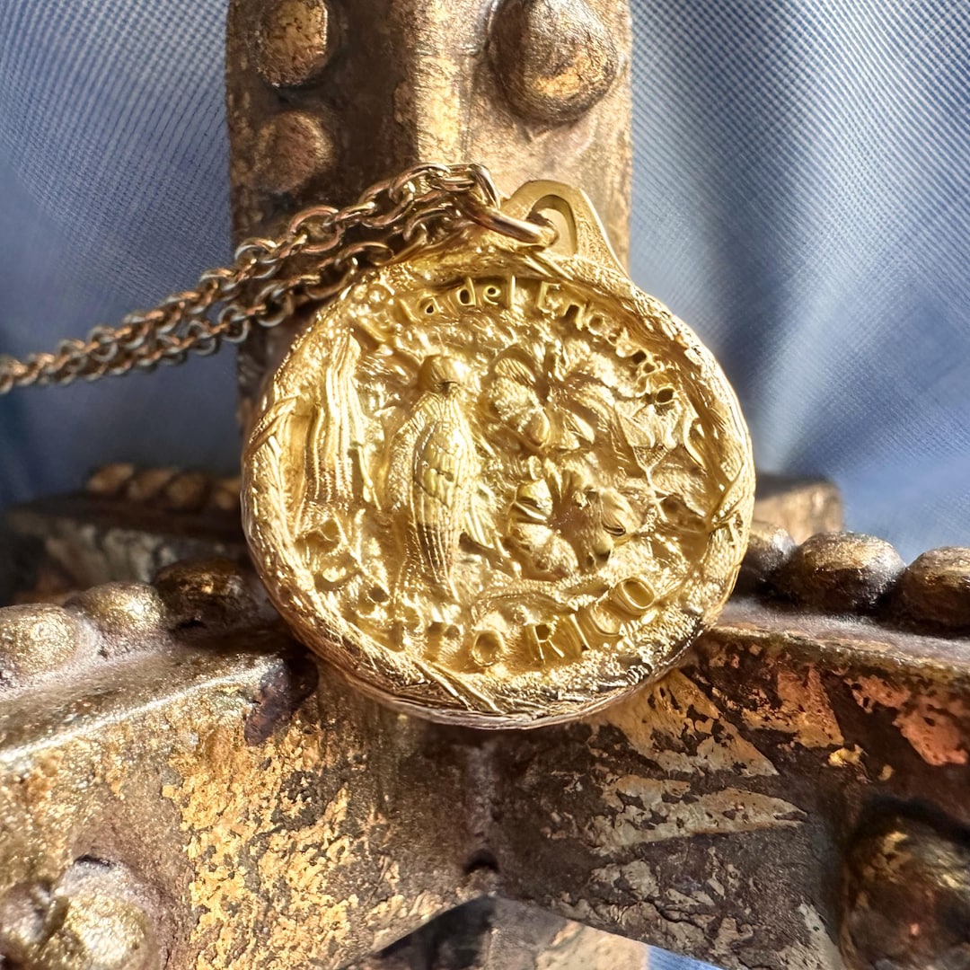 Puerto Rico CHRISTIAN Gold Coin Pendant Puerto Rican Faith Necklace for ...