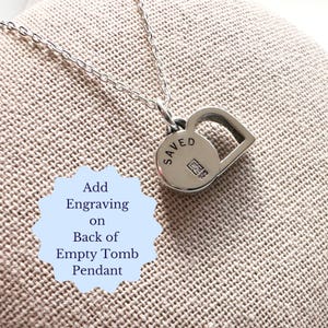 Modern EMPTY TOMB Charm Necklace in Sterling Silver or Gold Overlay ...