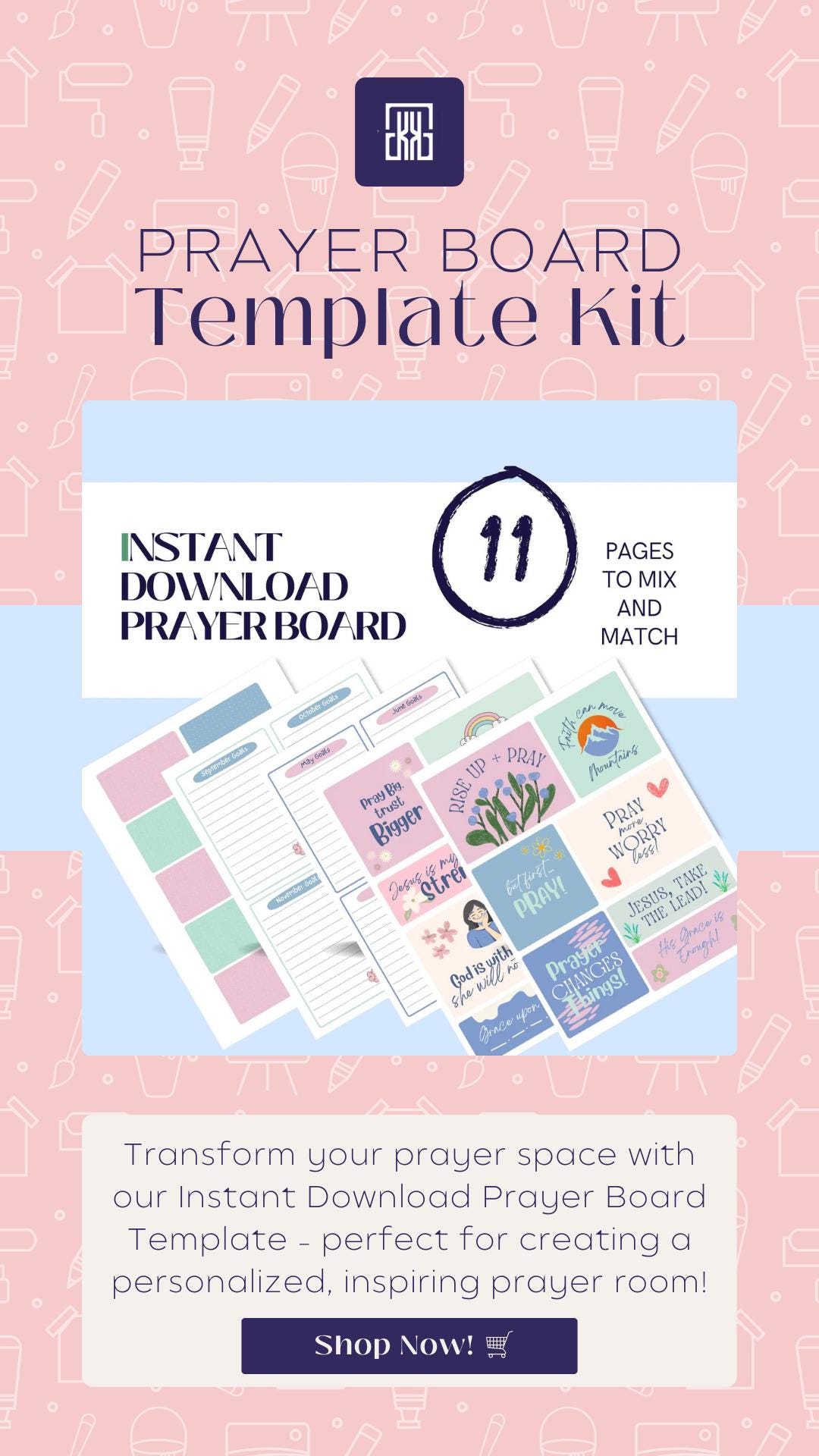 DIY Prayer Board Printable Prayer Room Template Instant Download ...