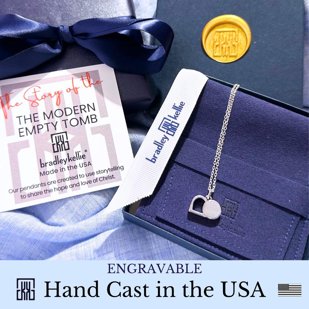 EMPTY TOMB Necklace CHRISTIAN Baptism Gift Engraved Sterling Silver ...