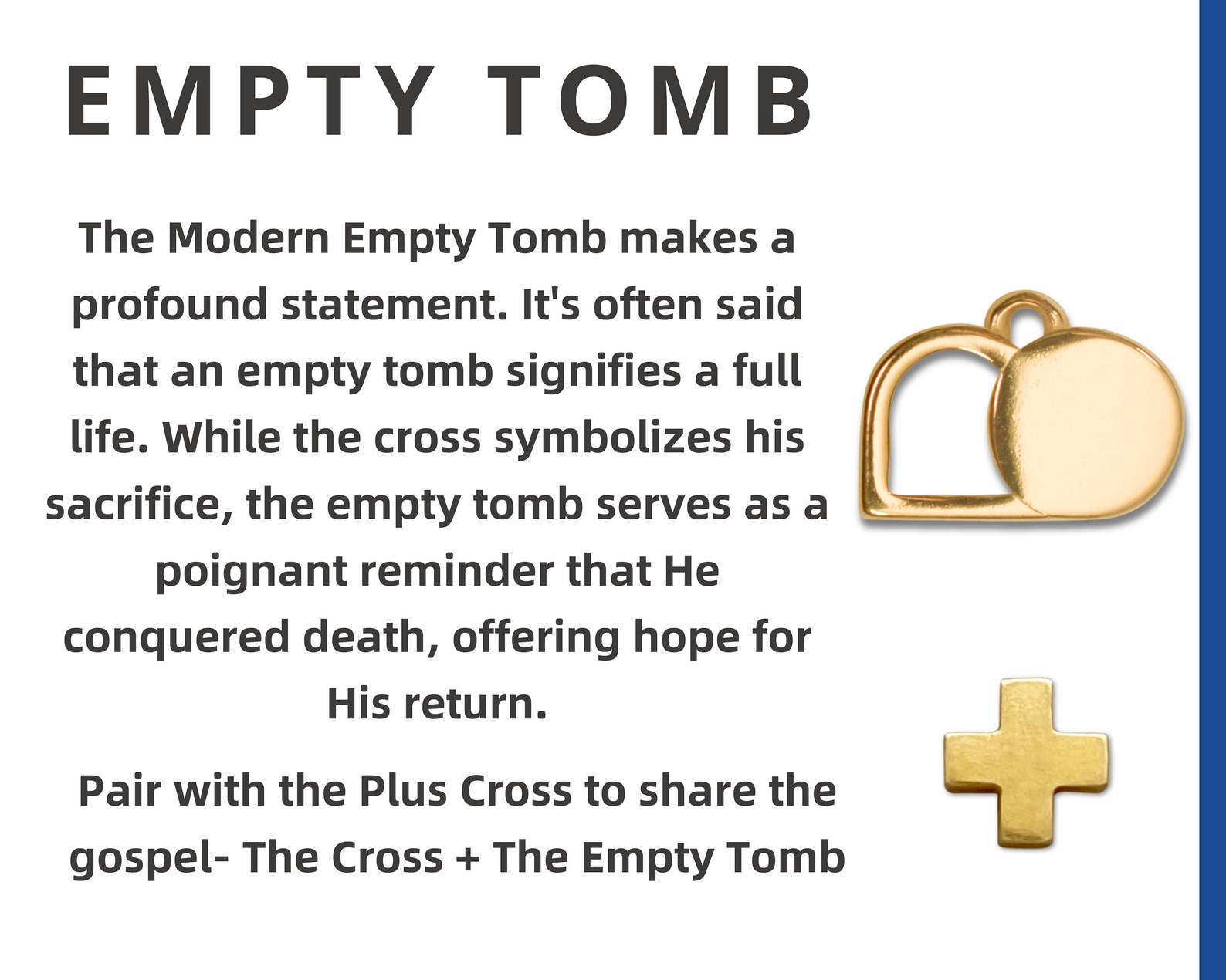 Modern EMPTY TOMB Charm Necklace in Sterling Silver or Gold Overlay ...