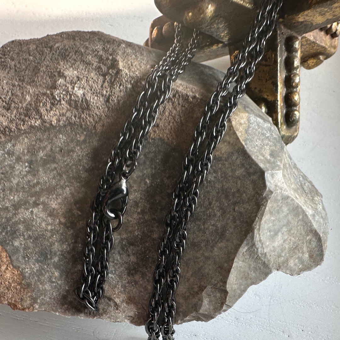 Gunmetal Rope Chain for Men Minimalist Black Jewelry Steel Substantial ...