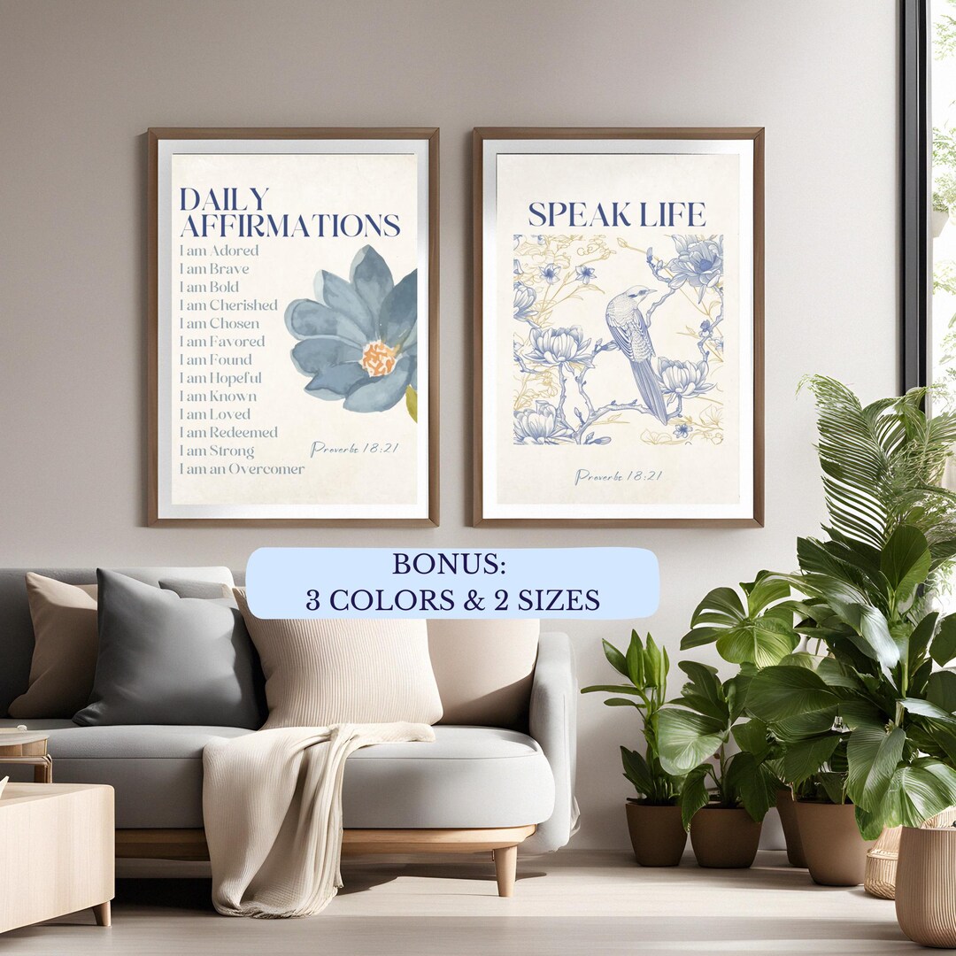 Christian Digital Wall Art Bible Affirmation Set Bible Verse Print ...