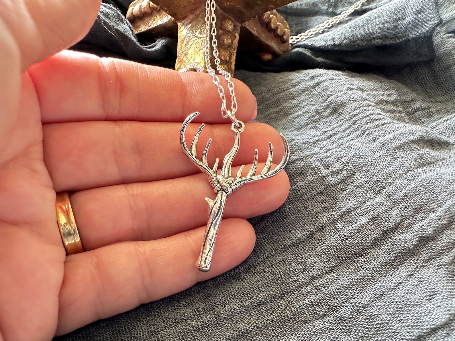 Antler Cross Christian Pendant Sterling Silver Jewelry Country Western ...