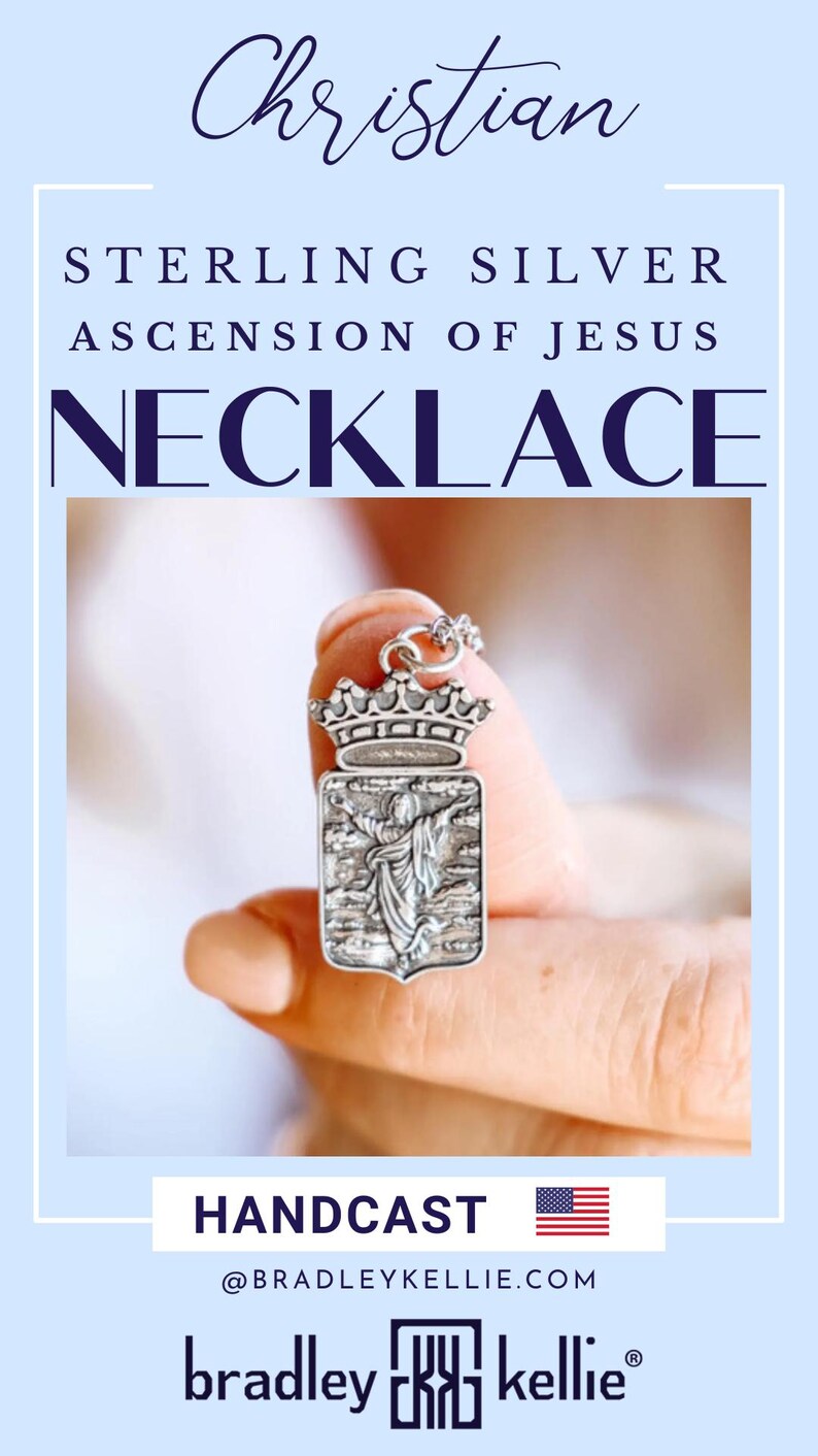 Jesus Necklace Sterling Silver Christ Necklace Gold Plated Ascension of ...