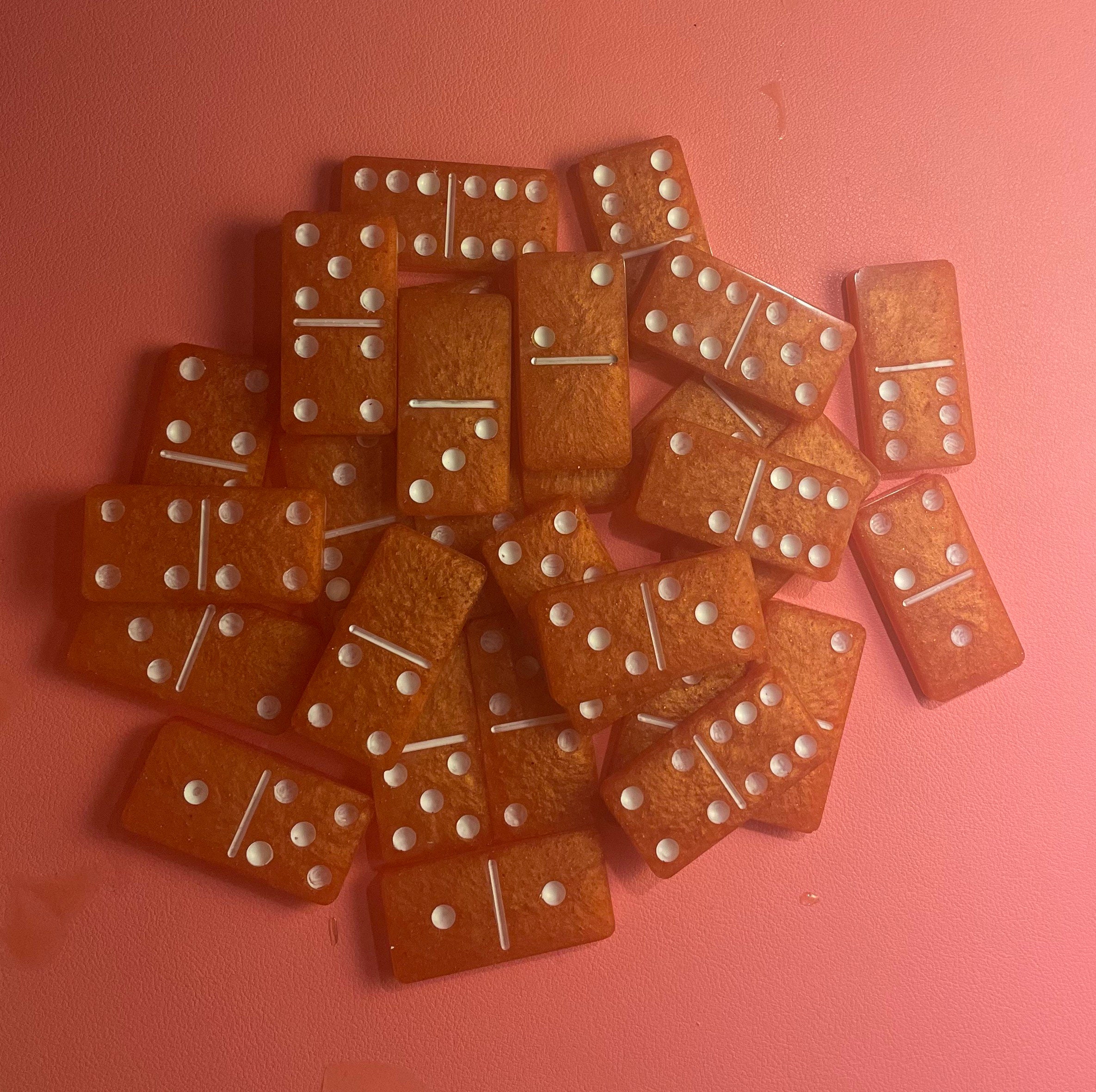 Orange Resin Domino Setcustom Full Set Dominoes Custom - Etsy