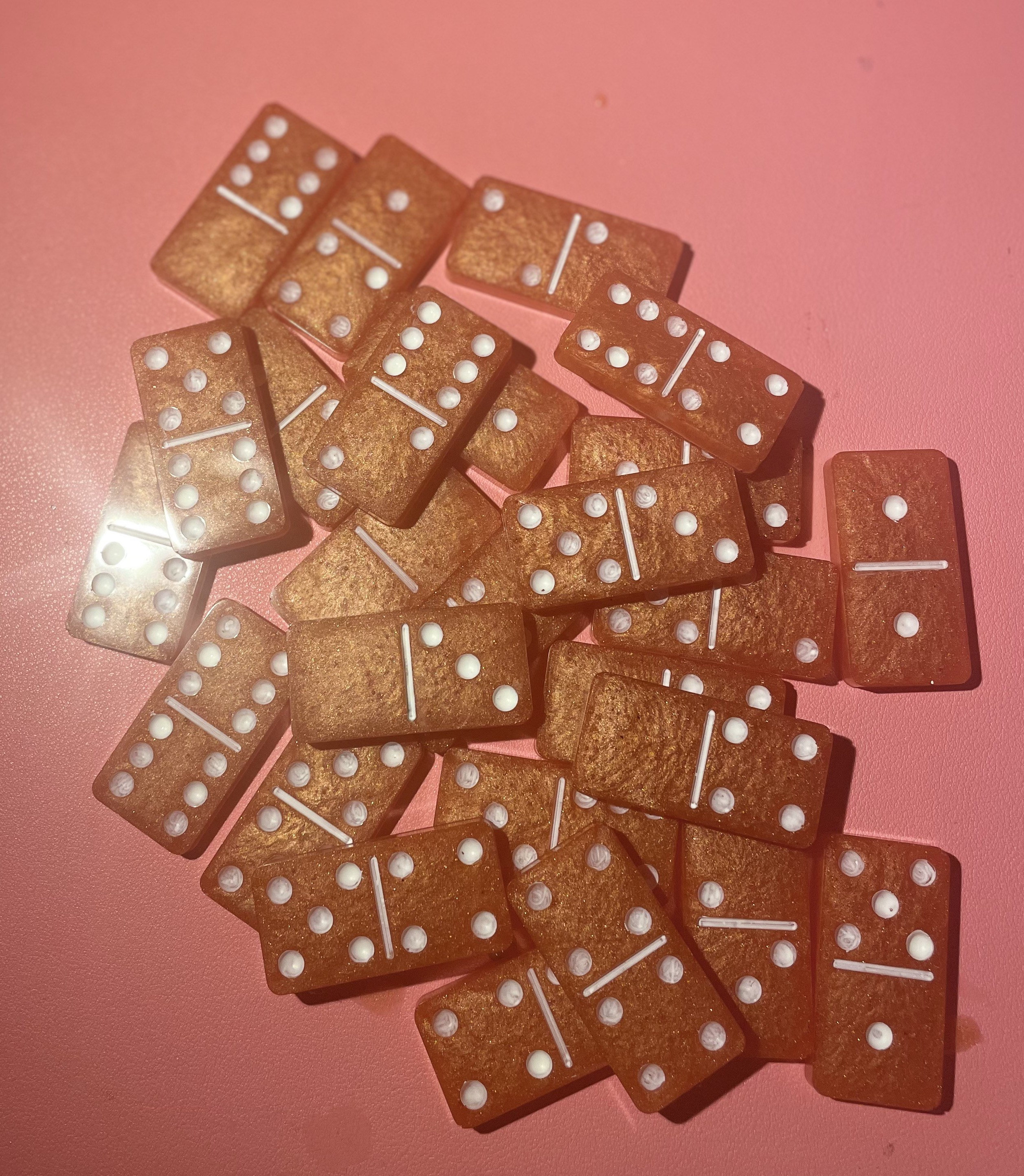 Orange Resin Domino Setcustom Full Set Dominoes Custom - Etsy