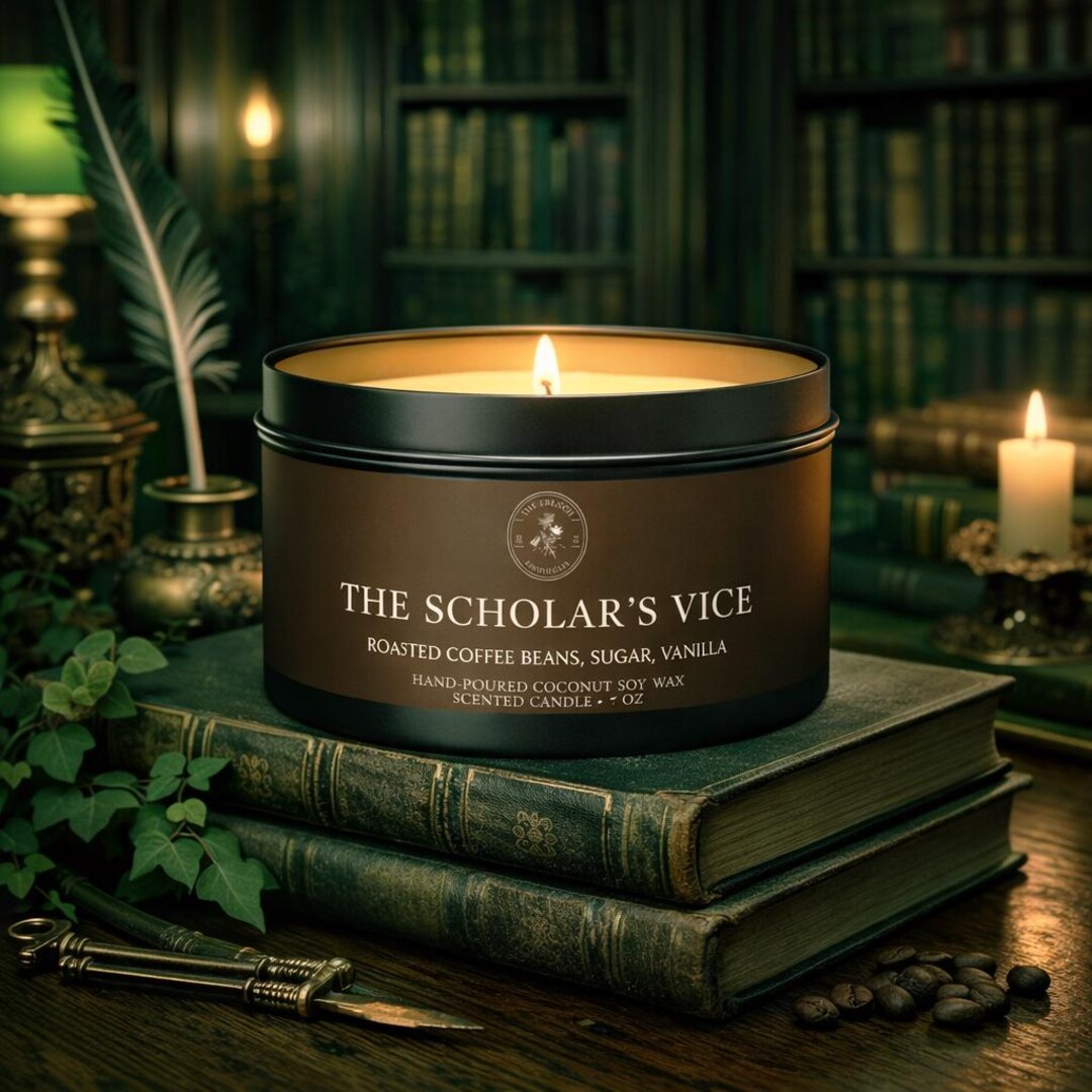 Coffee Vanilla Candle Dark Academia Decor | Cozy Study Candle | Witchy ...