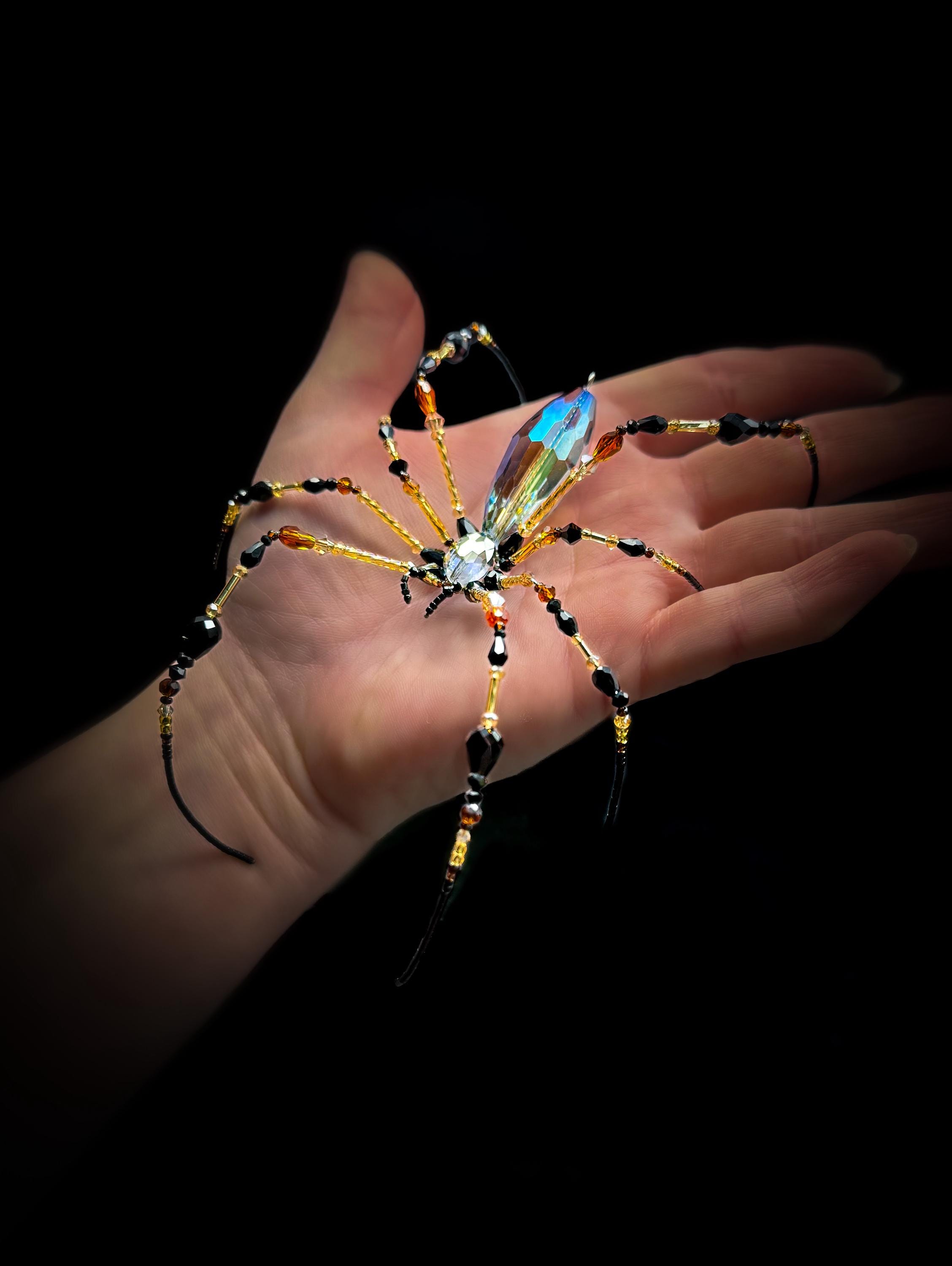 Trichonephila Clavipes, Golden Silk Orb Weaver, Handmade Crystal Spider ...