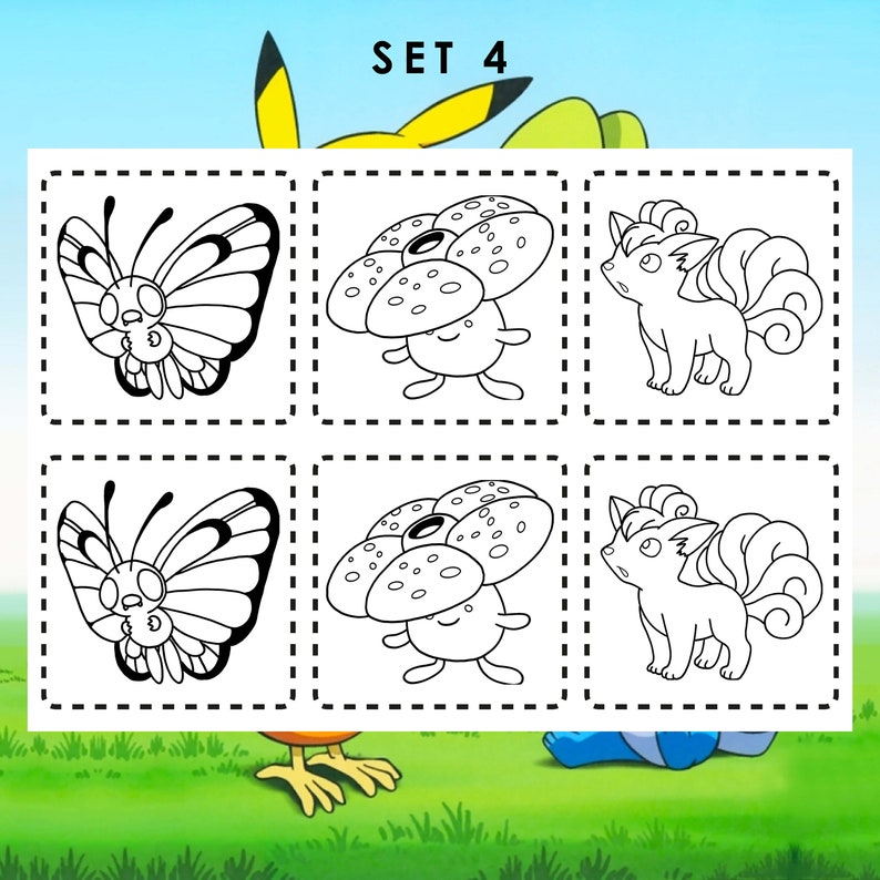 Pokemon Coloring Memory Game, Digital Product, Instant Download, PDF A4 ...