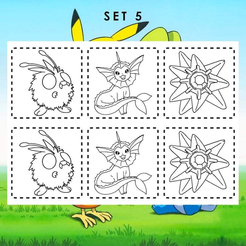 Pokemon Coloring Memory Game, Digital Product, Instant Download, PDF A4 ...