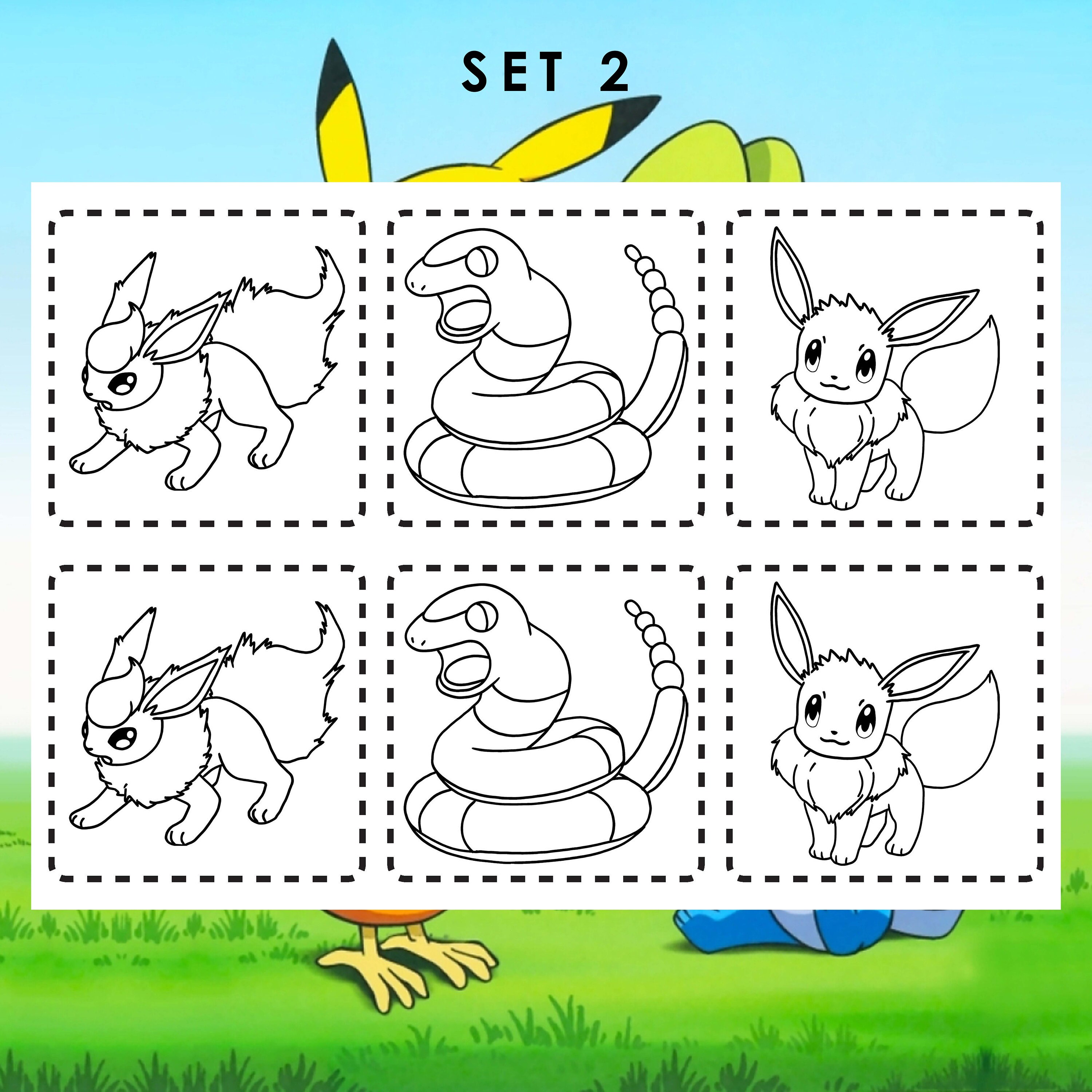 Pokemon Coloring Memory Game, Digital Product, Instant Download, PDF A4 ...
