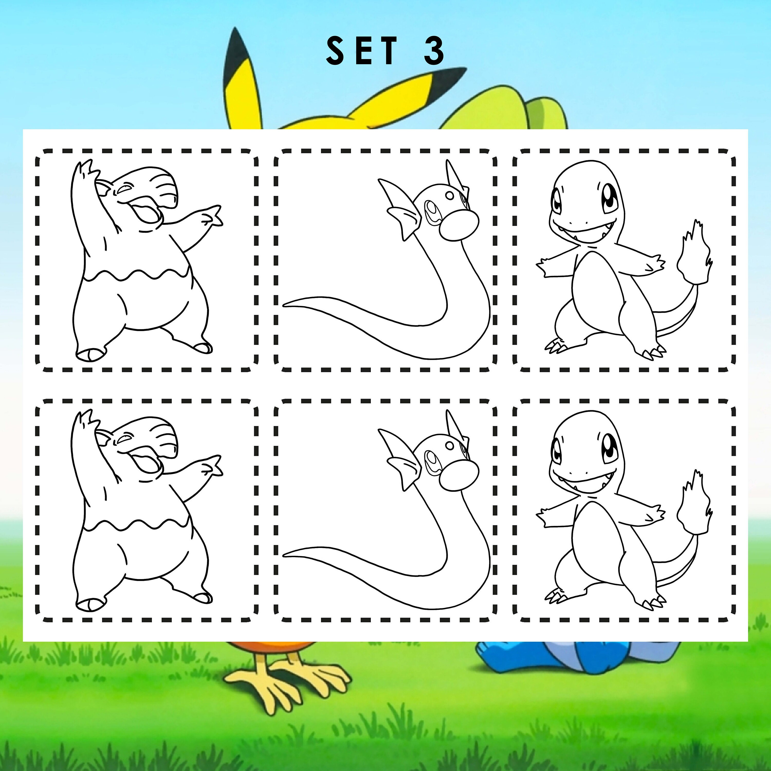 Pokemon Coloring Memory Game, Digital Product, Instant Download, PDF A4 ...