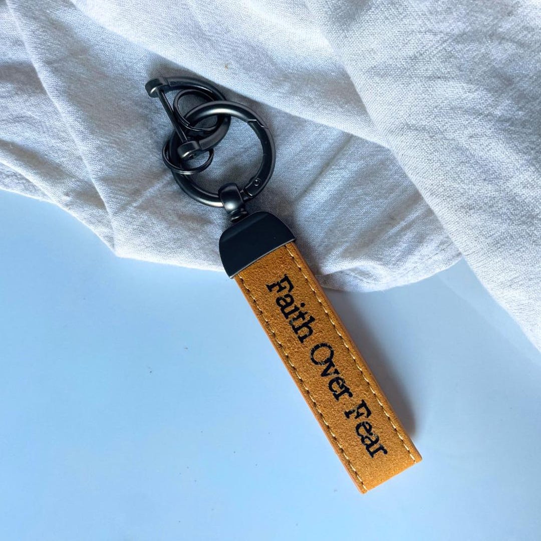 Brushed Leather Keychain, Personalized Gift for Women, Key Fob Strap ...