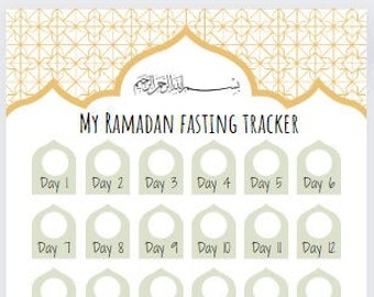 Children's Fasting Tracker, Fasting Chart, Ramadan Printable, First ...