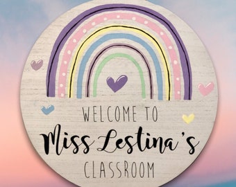 Hand Painted School Door Hanger Custom Notebook Personalized Welcome ...