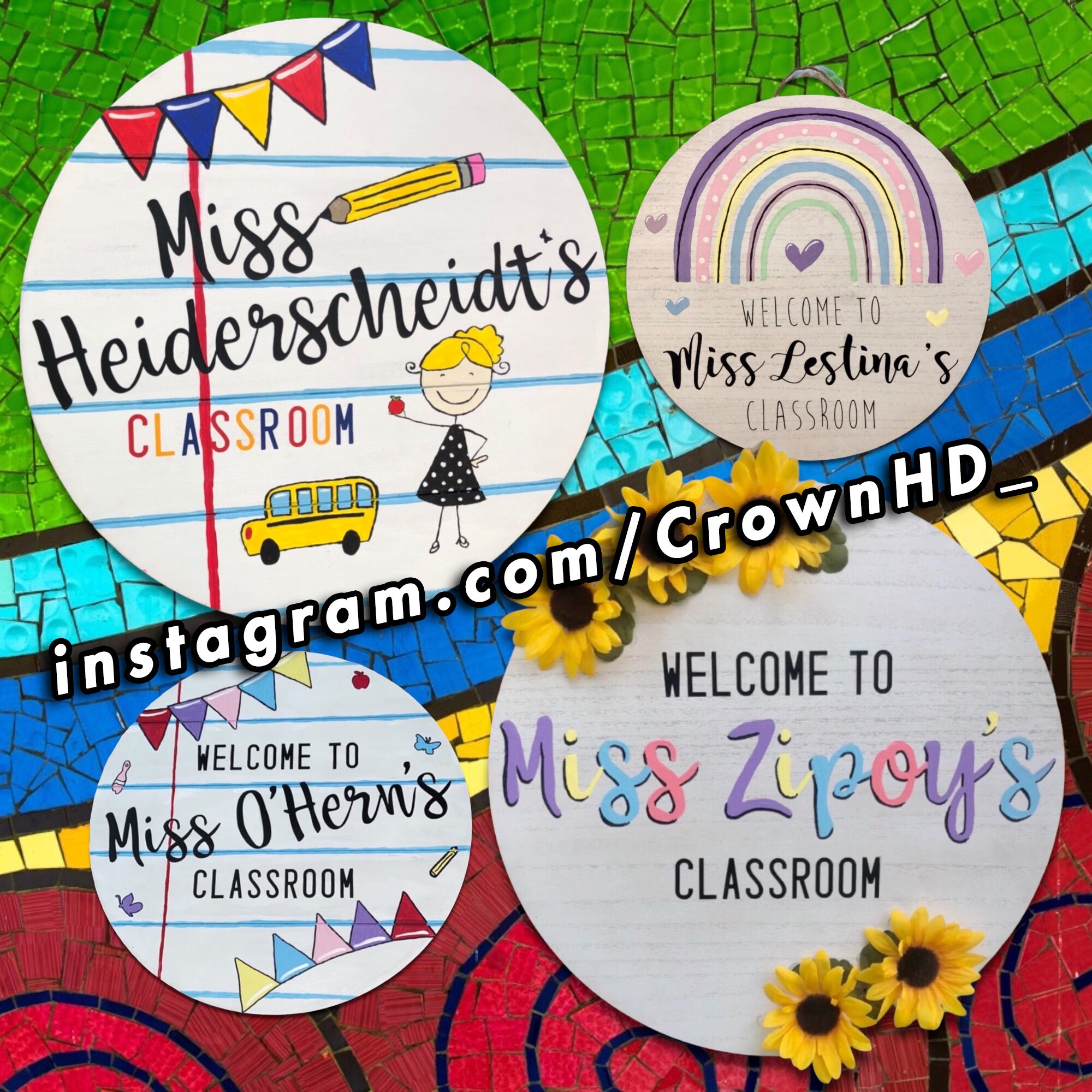 Hand Painted School Door Hanger; Custom Notebook Personalized Welcome ...