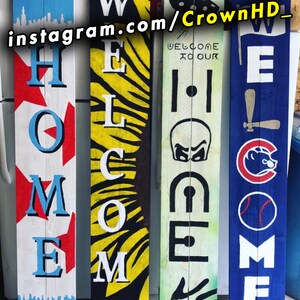 6 Foot Hand Painted Chicago Cubs WELCOME Sign for Front Door; Vertical ...