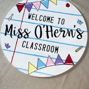 Hand Painted School Door Hanger; Custom Notebook Personalized Welcome ...