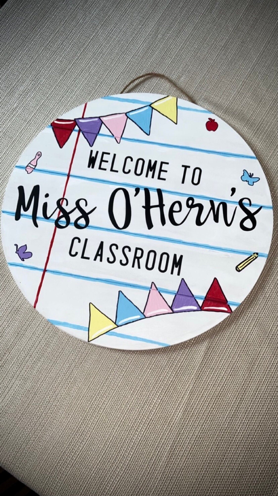 Hand Painted School Door Hanger; Custom Notebook Personalized Welcome ...