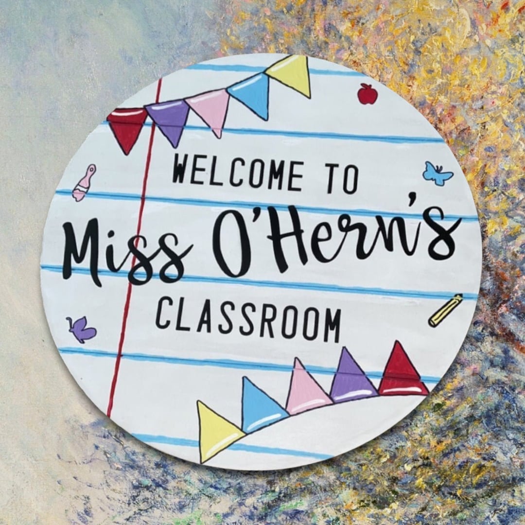 Hand Painted School Door Hanger; Custom Notebook Personalized Welcome ...