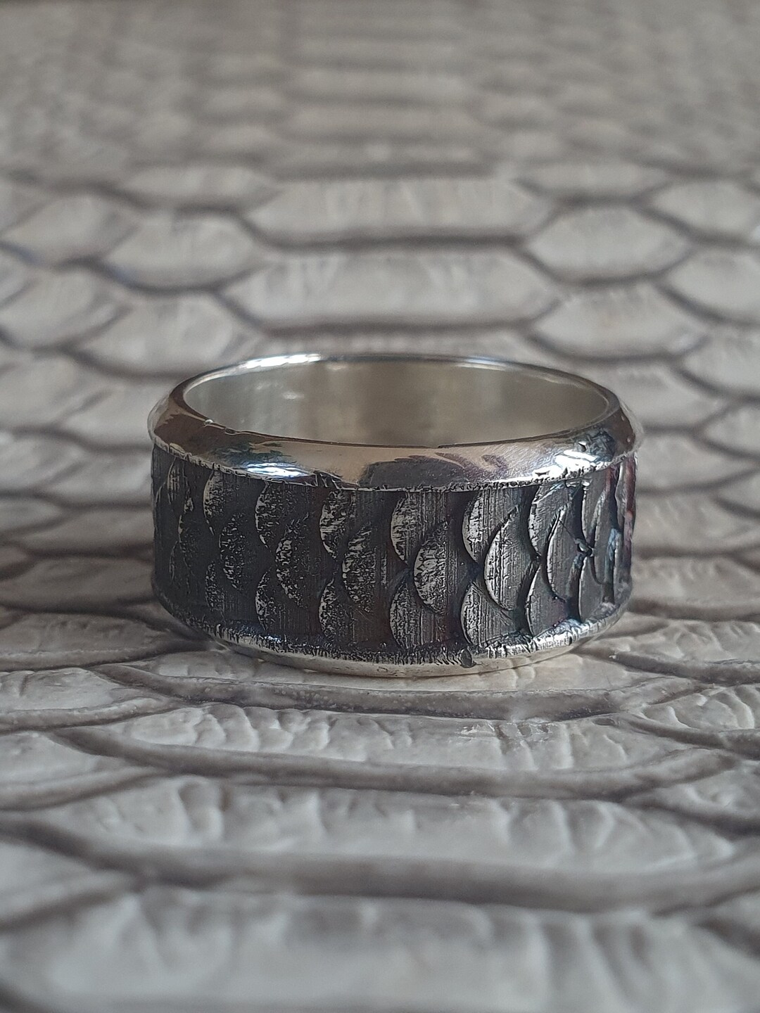 Scale Ring 925 Silver Fish Reptilian Snake Scales Pattern - Etsy