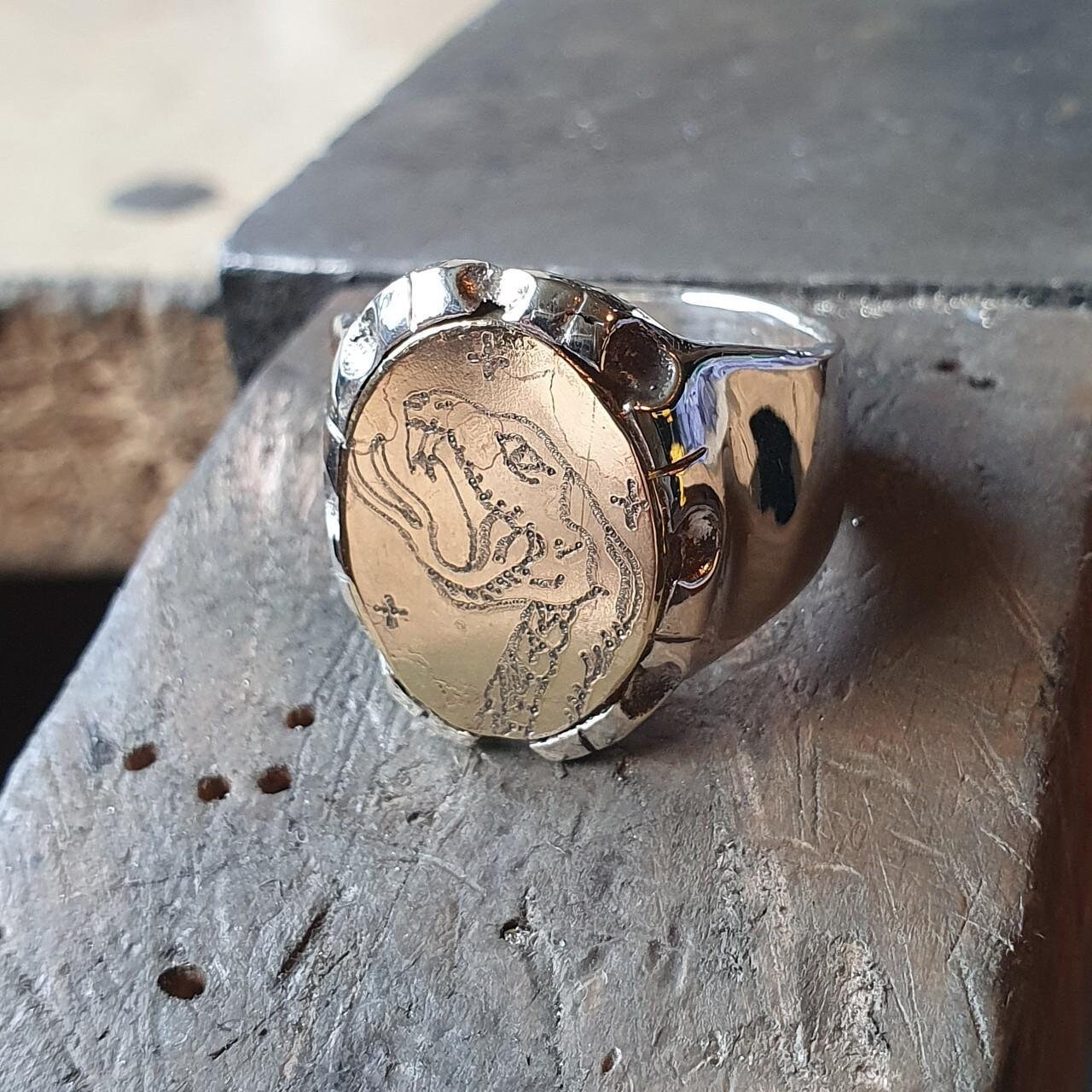 SNAKE - Custom Tattoo Flash Signet Ring - Etsy