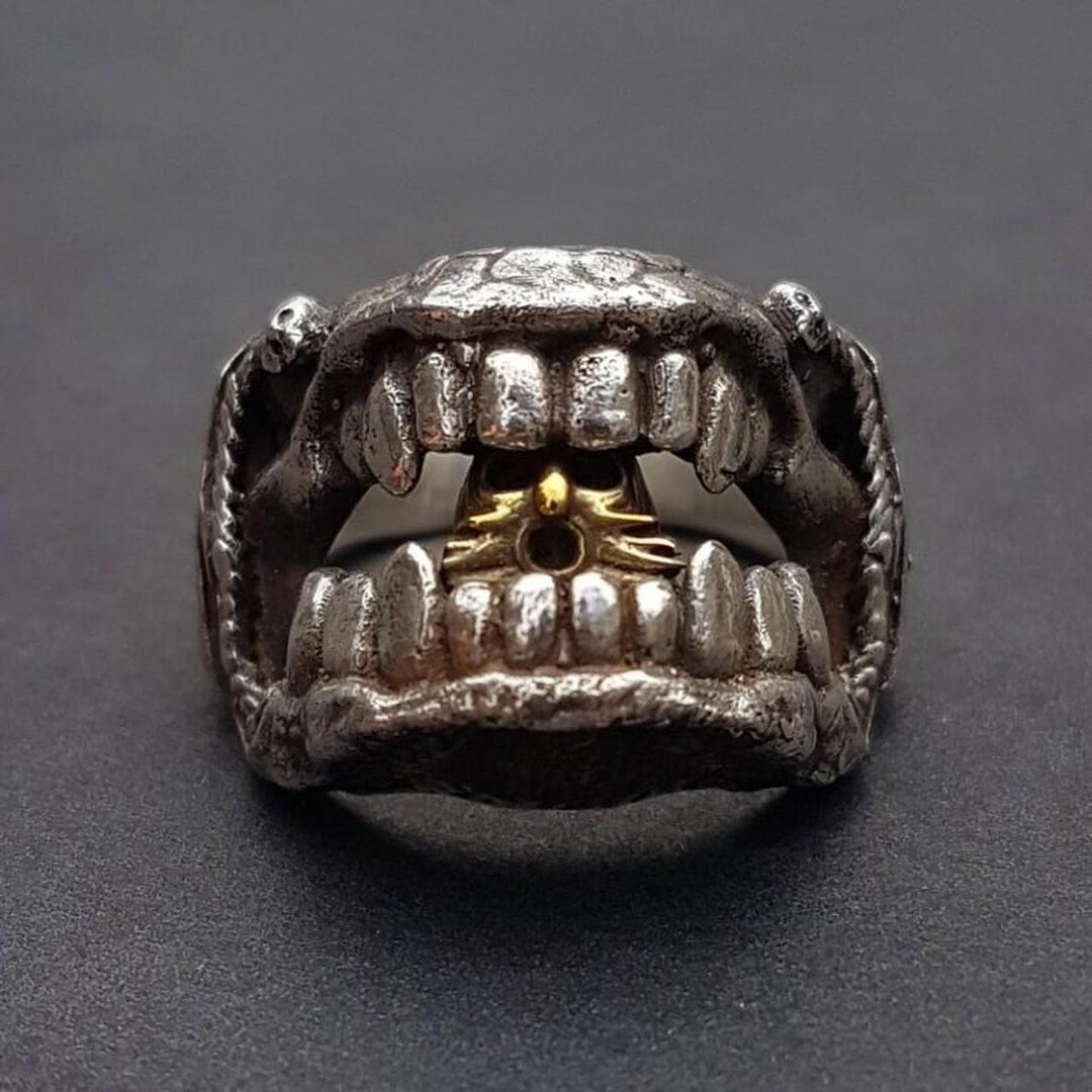 Big Mouth Ring Heavy Scaled Monster Teeth Ring - Etsy