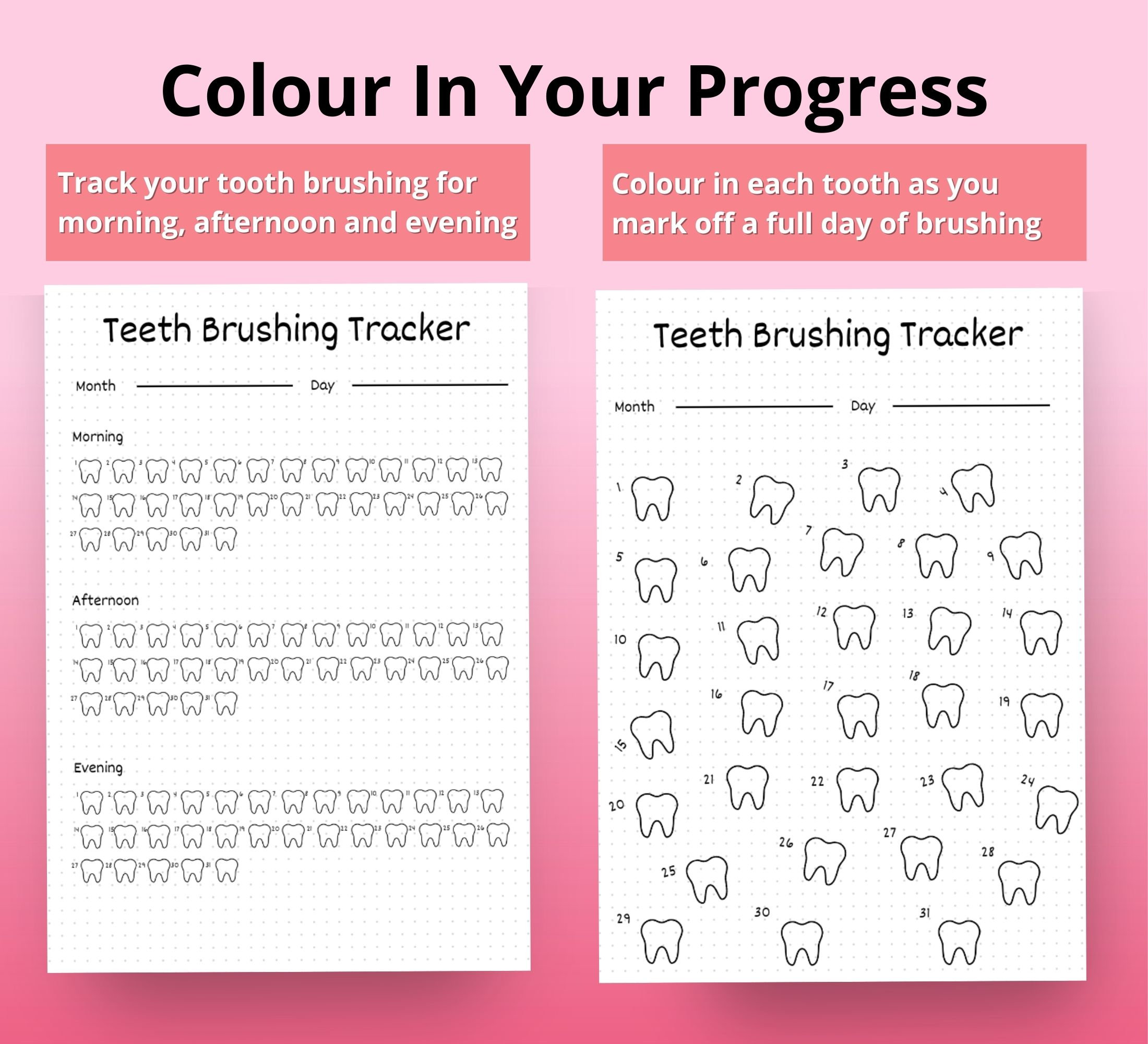 Teeth Brushing Chart, Tooth Brushing, Tooth Brushing Schedule, Teeth ...