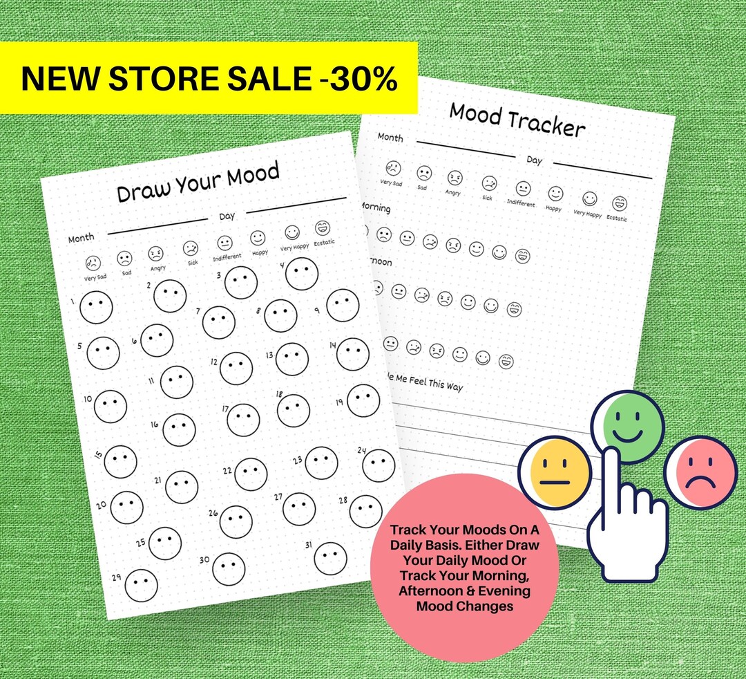 Monthly Mood Tracker, Mood Tracker Template, Draw Your Mood, Mood ...