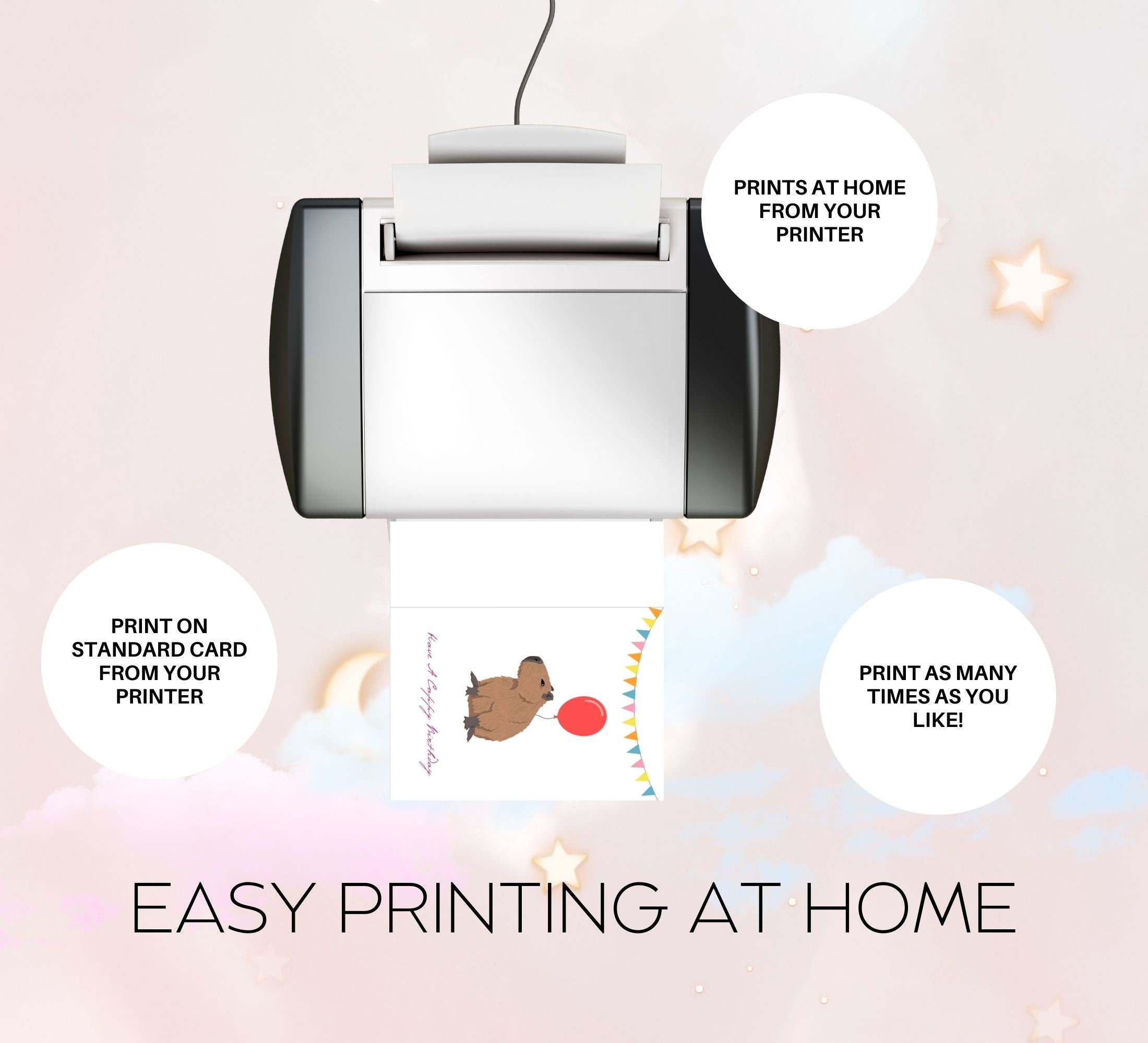 Capybara Card, Capybara Birthday Card, Printable Capybara Birthday Card ...