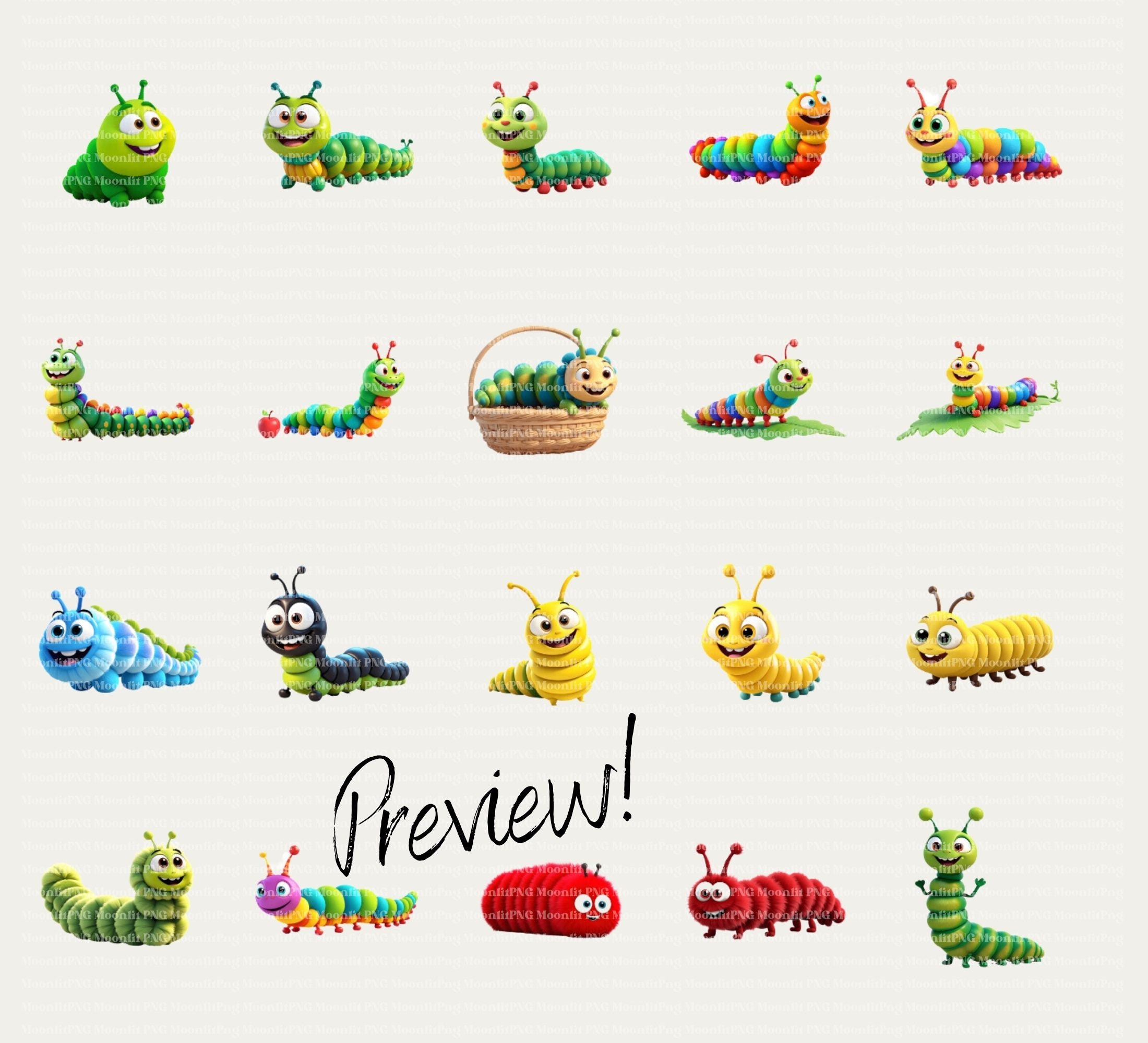 50 Cute Caterpillar PNG, Happy Caterpillar Clipart, Colourful Insects ...