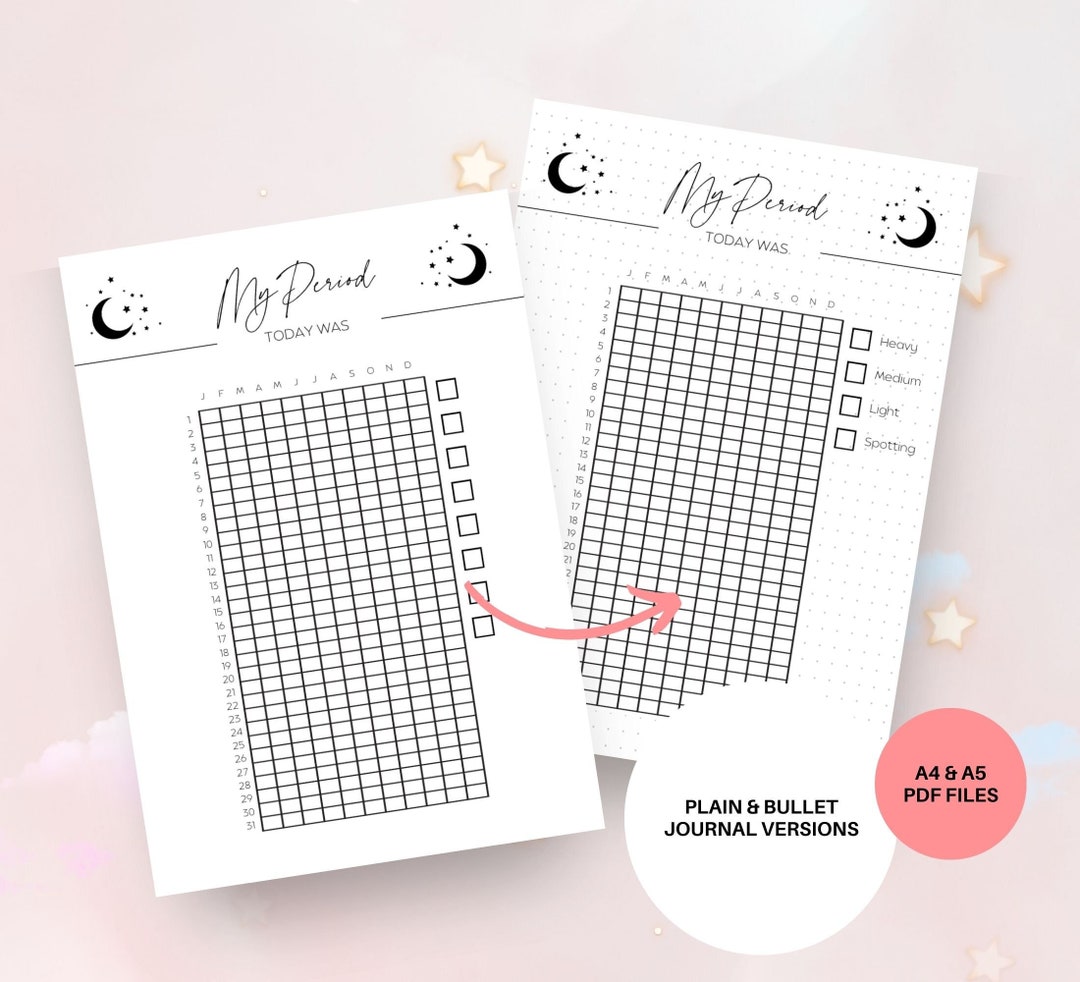 Period Tracker Printable, Period Journal, Period Calendar Moon ...