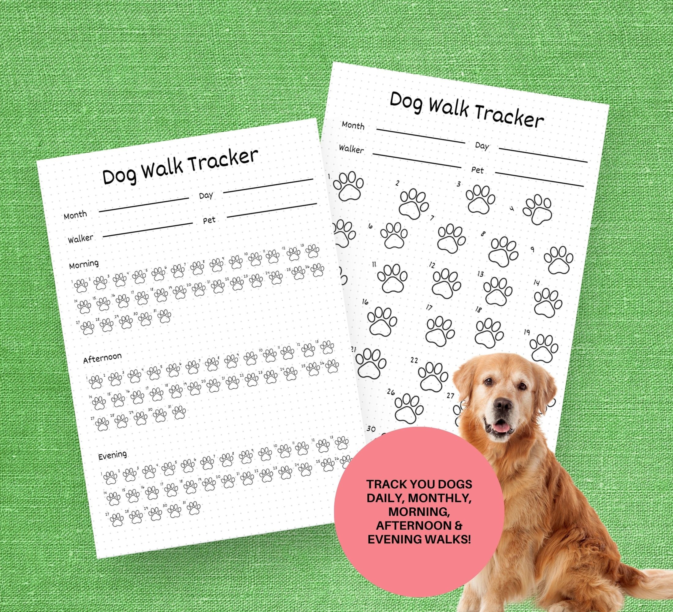 Dog Walking Tracker, Dog Walk Schedule, Dog Walking Checklist, Walking ...