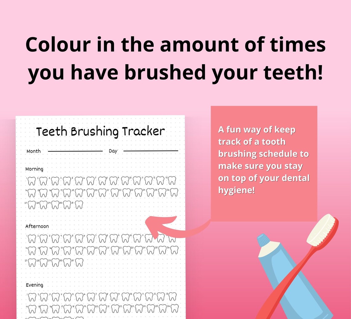 Teeth Brushing Chart, Tooth Brushing, Tooth Brushing Schedule, Teeth ...