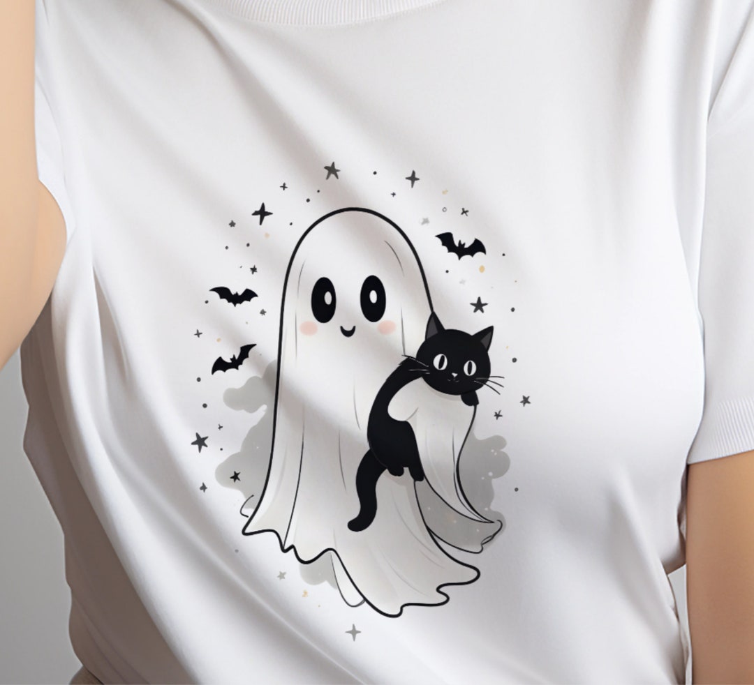 Cute Ghost and Cat Png, Cute Halloween Ghoul PNG, Cold Cup Ghost PNG ...