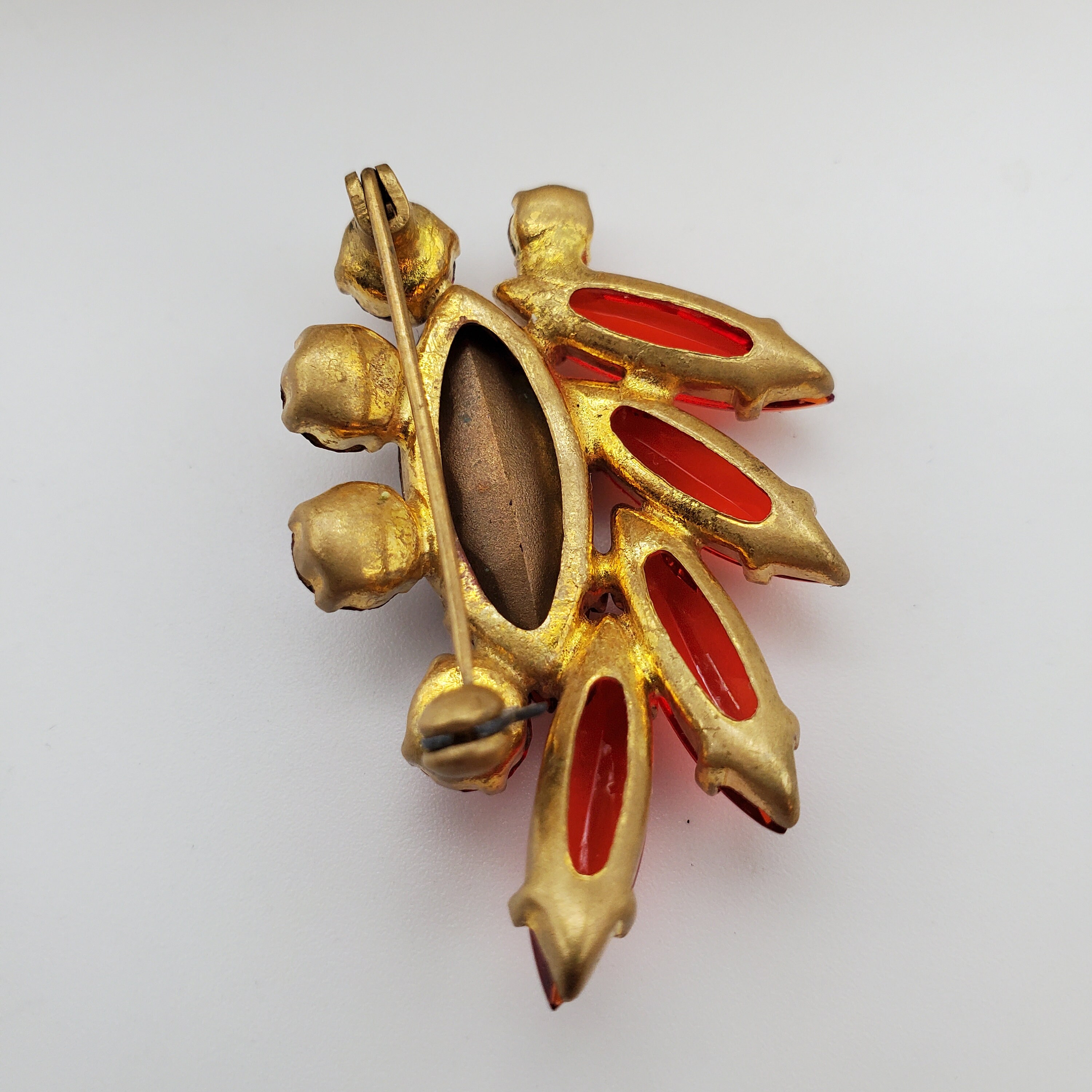 Vintage Czech Ruby Red Brooch - Etsy