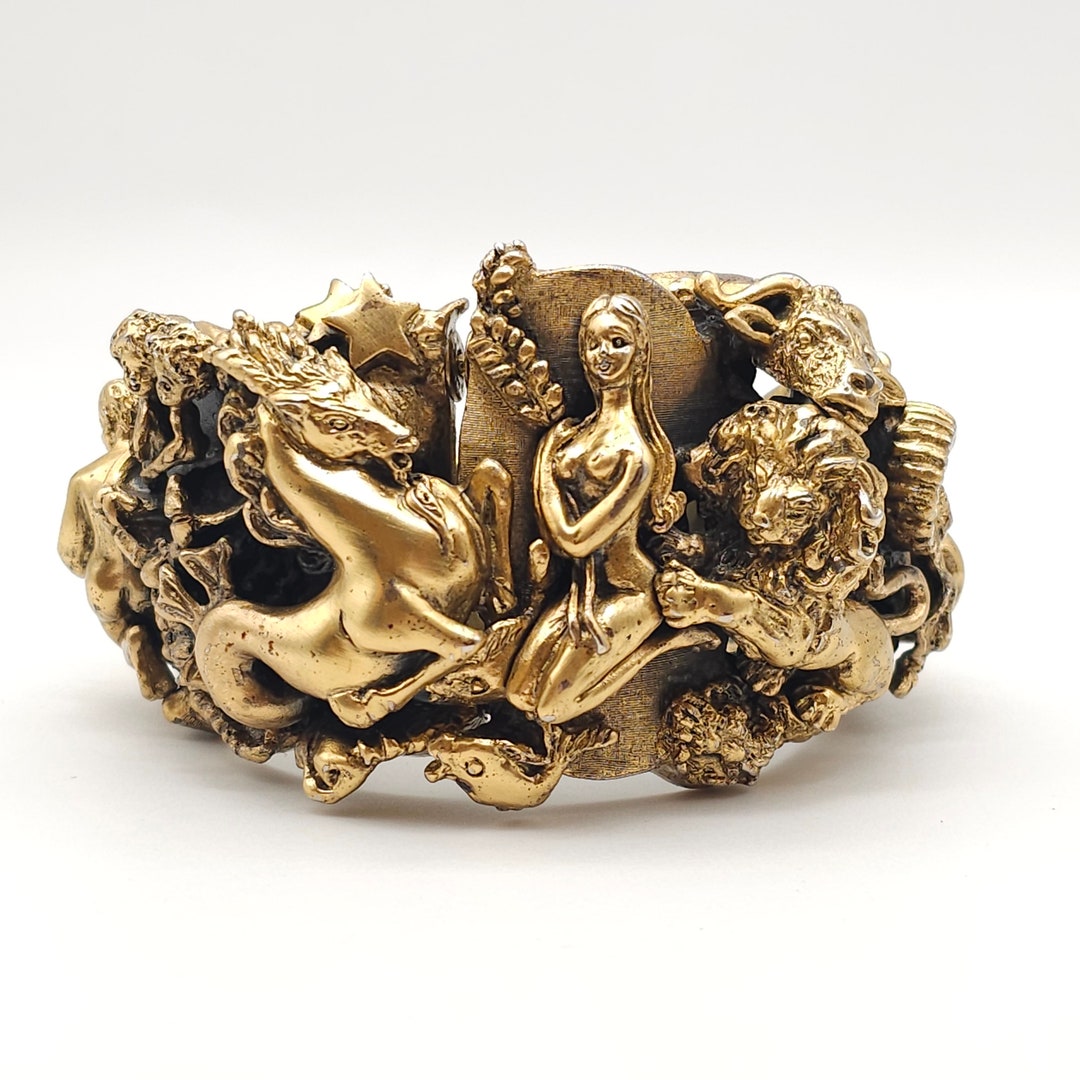Rare Tortolani Signed Vintage Zodiac Cuff Bracelet - Etsy
